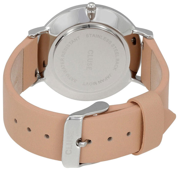Cluse La Boheme Nude Leather Stainless Steel White Dial Womens Watch C