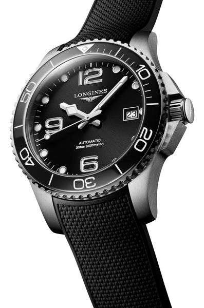 Longines HydroConquest Automatic Stainless Steel Black Dial Black Rubb