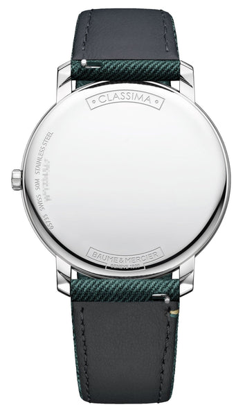 Baume & Mercier Classima Stainless Steel Gray Dial Green Fabric Interc