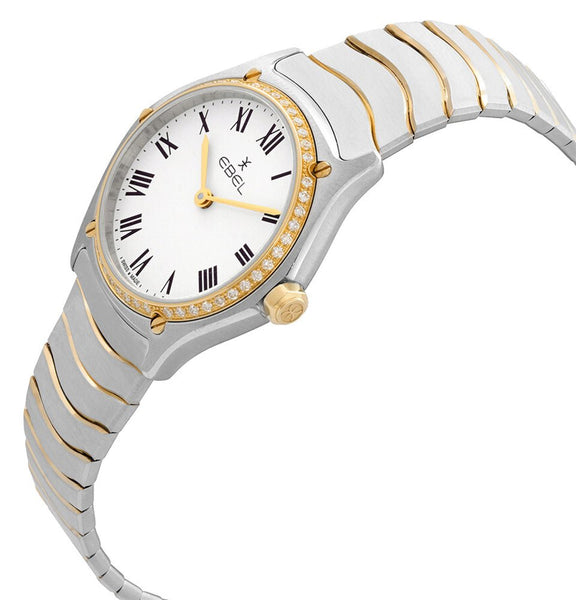 Ebel Wave Stainless Steel & 18K Yellow Gold White Dial Diamonds Quartz