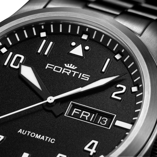 Fortis Aeromaster Automatic Stainless Steel Black Dial Day/Date Divers