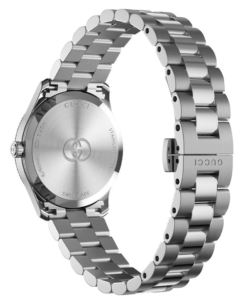 Gucci G-Timeless Stainless Steel Pink Mother-of-Pearl Dial Diamonds Qu