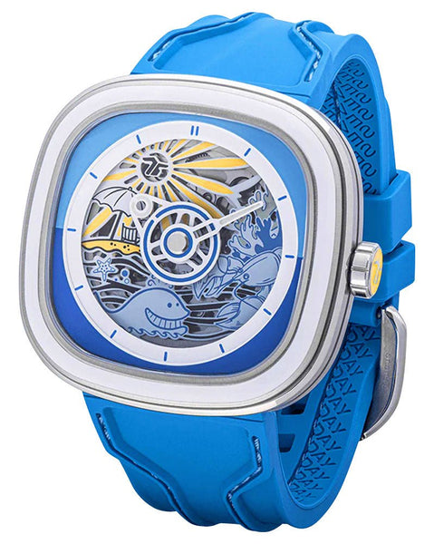 SEVENFRIDAY T-Series Automatic Blue Silicone Mens Watch