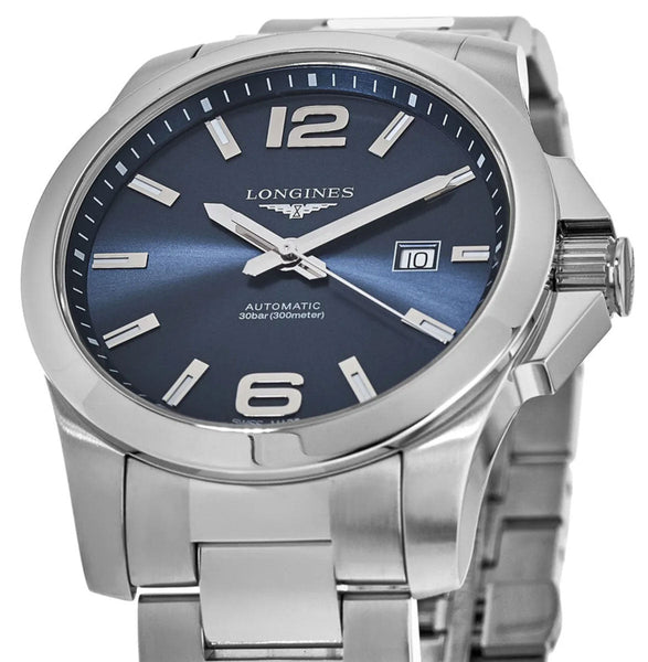 Longines Conquest Automatic Stainless Steel Blue Dial Date Divers Mens