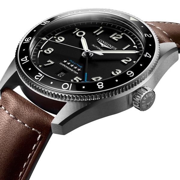 Longines Spirit Zulu Time GMT - Elegant Leather Design