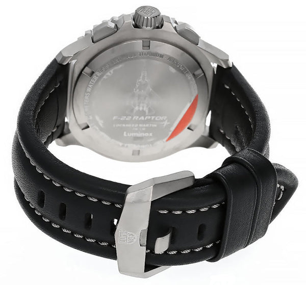 Luminox F-22 Raptor Chronograph Titanium Black Dial Black Leather Stra