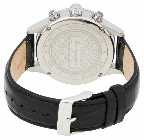 Montegrappa Fortuna Chronograph Date White Dial Black Leather Band Qua