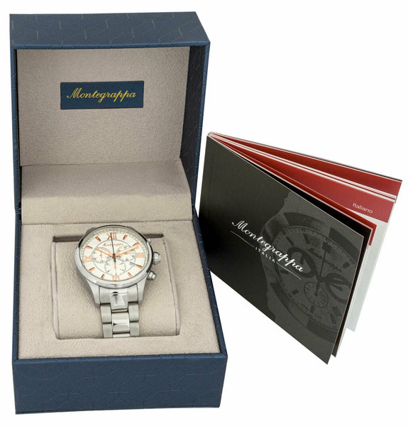Montegrappa Fortuna Chronograph Date White Dial Stainless Steel Quartz