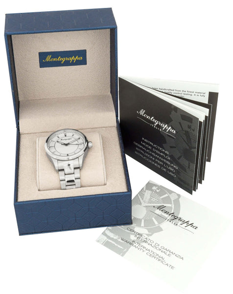 Montegrappa Fortuna White Dial Stainless Steel Quartz Men's Watch Date