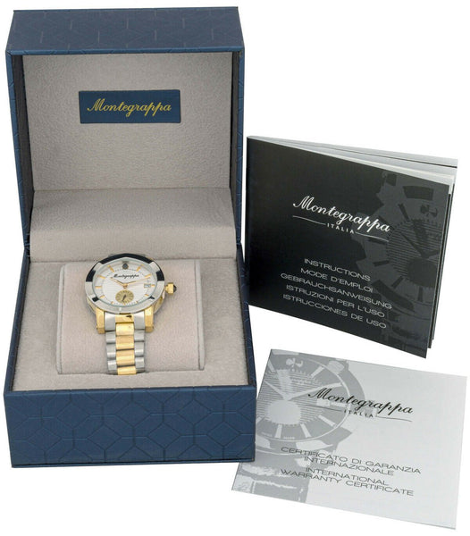 Montegrappa Nerouno White Dial Date Two Tone Stainless Steel Quartz Wo