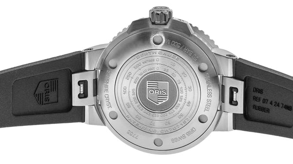 Oris Aquis Depth Gauge Automatic Stainless Steel Black Dial Black Rubb