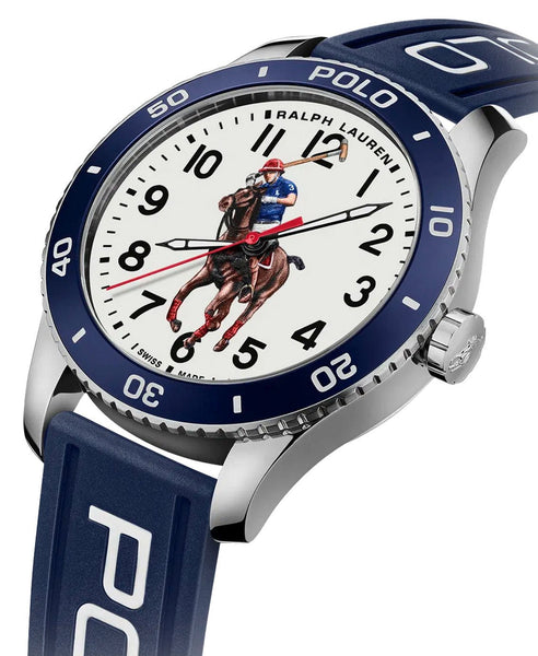 Ralph Lauren Polo Watch Pony Player Automatic Stainless Steel White Di
