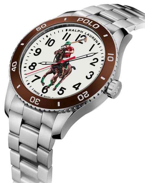 Ralph Lauren Polo Watch Pony Player Automatic Stainless Steel White Di