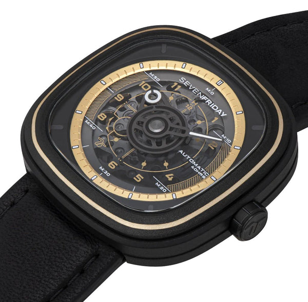 SEVENFRIDAY T-Series T-Works Automatic Black PVD Steel Skeleton Dial B